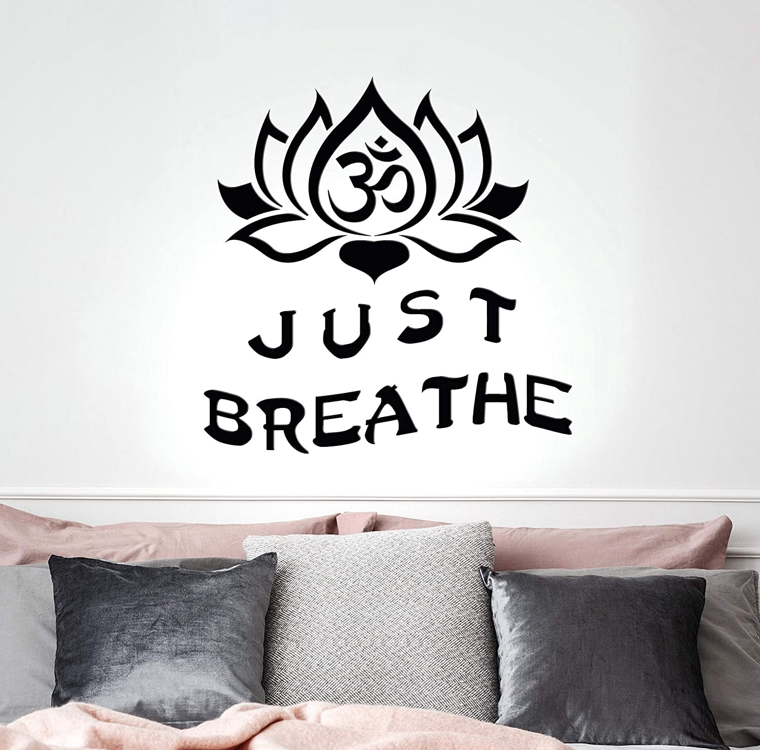 Vinyl Wall Decal Relax Just Breathe Lotus Flower Buddhism Yoga Center ...