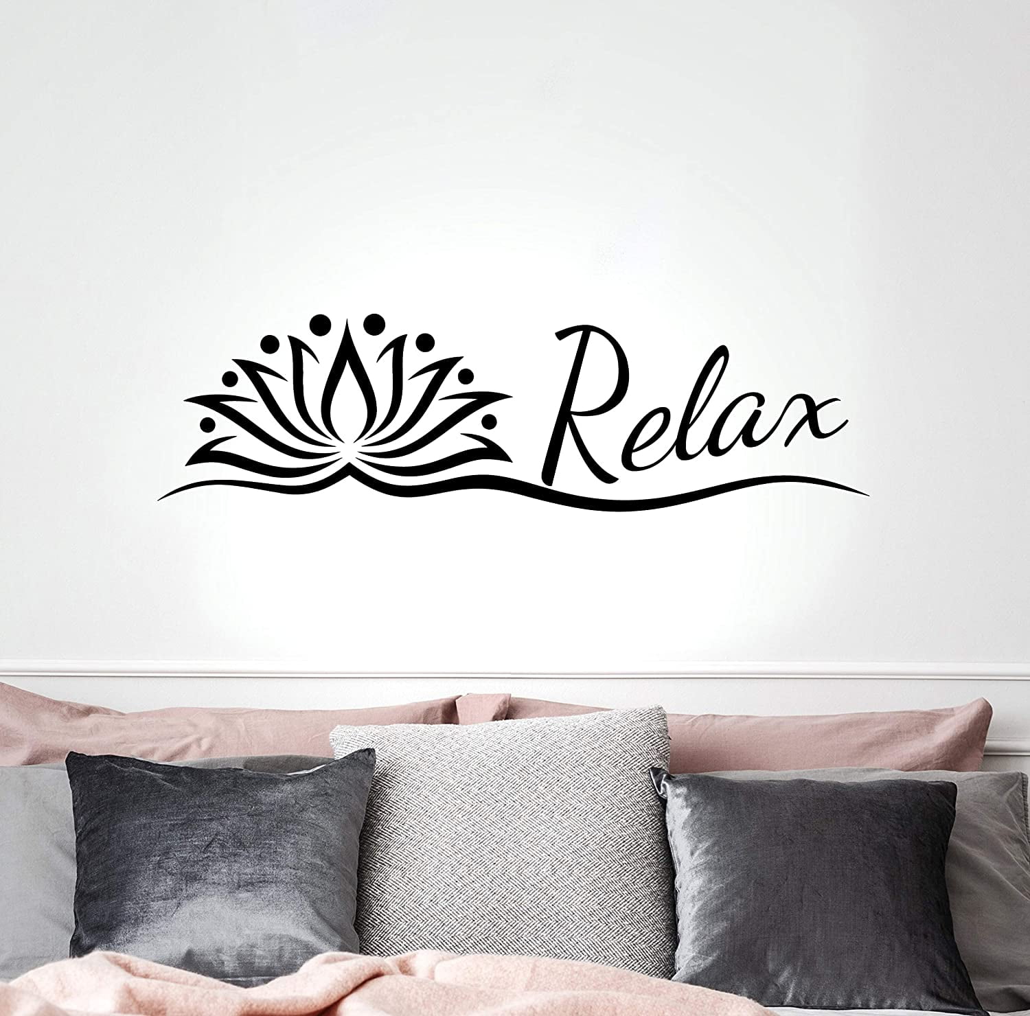 Vinyl Wall Decal Relax Yoga Studio Breathe Lotus Flower Buddhism ...