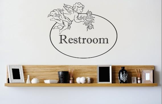 Vinyl Wall Decal Sticker : Restroom Sign Image Quote Bedroom Bathroom ...