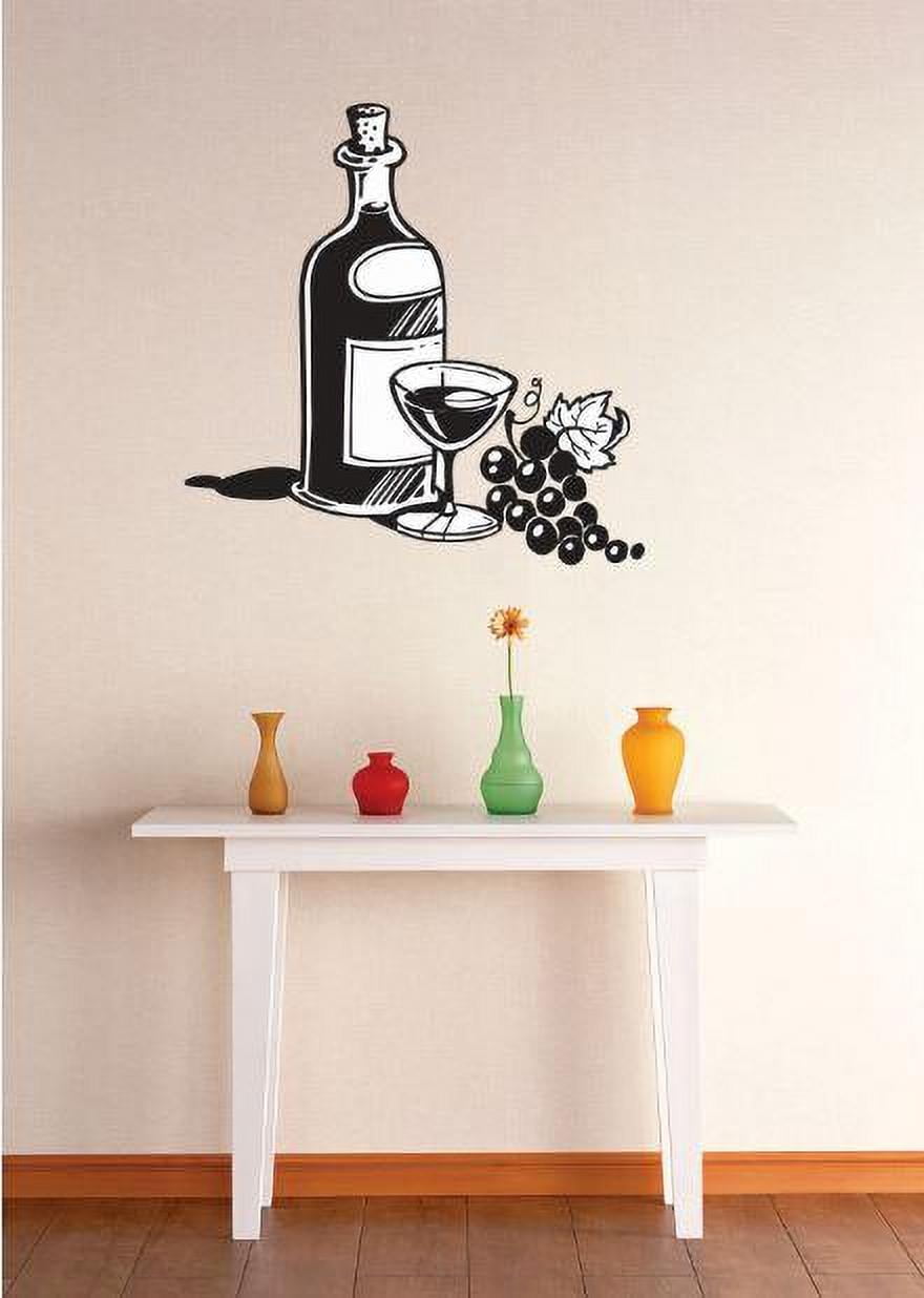 Vinyl Wall Decal Sticker : Wine Glass And Grapes Kitchen Dining Image ...