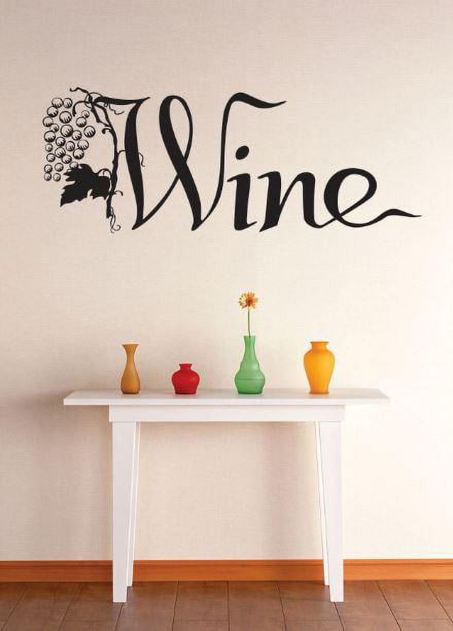 Vinyl Wall Decal Sticker : Wine Grapevine Kitchen Dining Image Quote ...