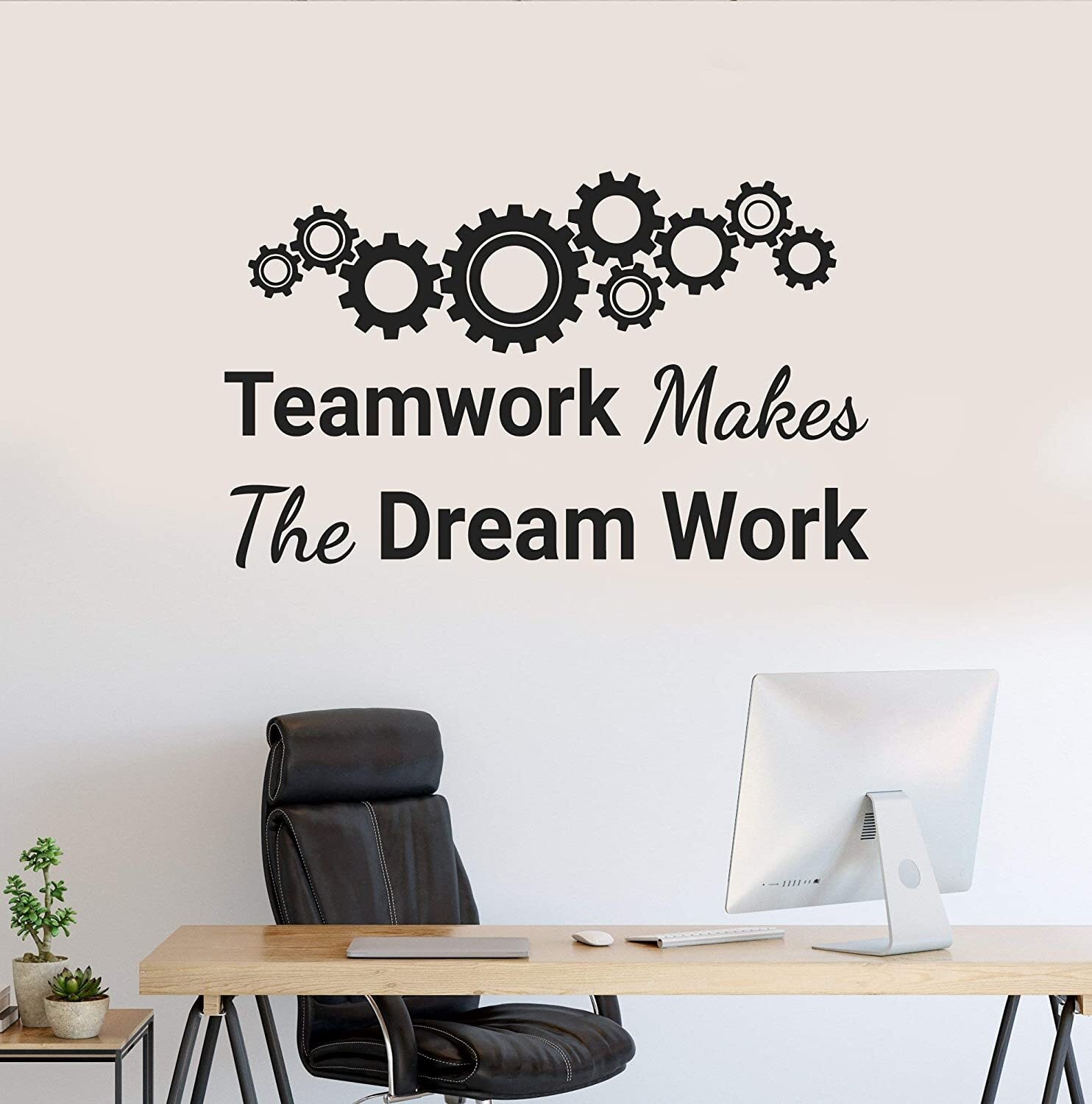 Vinyl Wall Decal Teamwork Inspire Office Style Gears Stickers Mural 35 ...