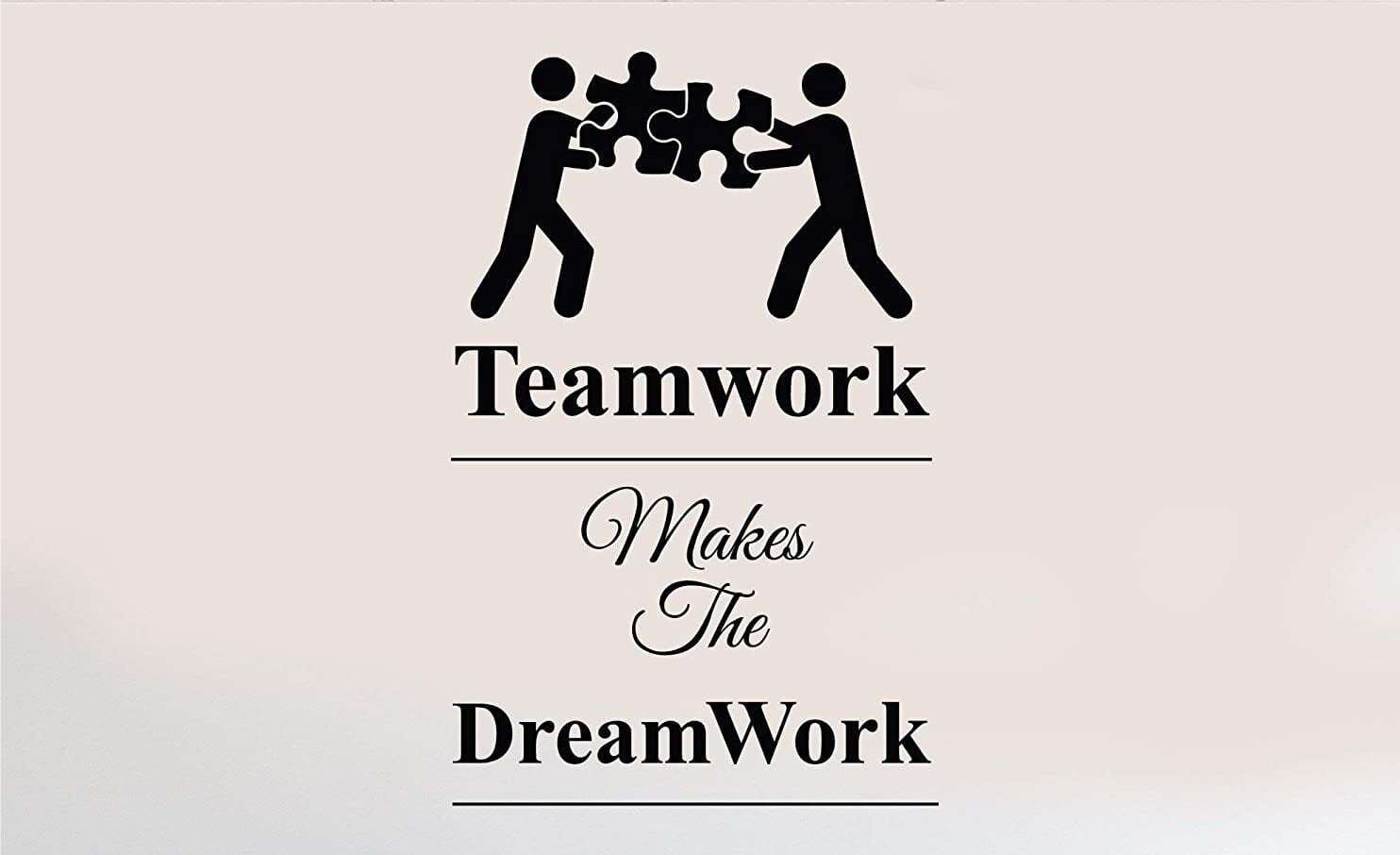 Vinyl Wall Decal Teamwork Words Office Dream Work Puzzles Stickers ...