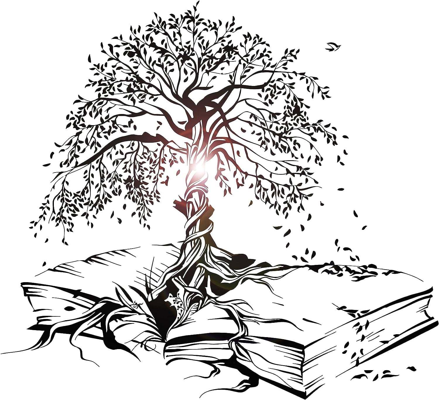 Vinyl Wall Decal Tree Book Leaves Knowledge Library Reading Room ...