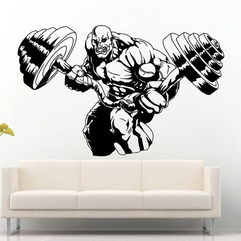Vinyl Wall Sticker Crazy Gym Rat Power Weights Training Fitness ...