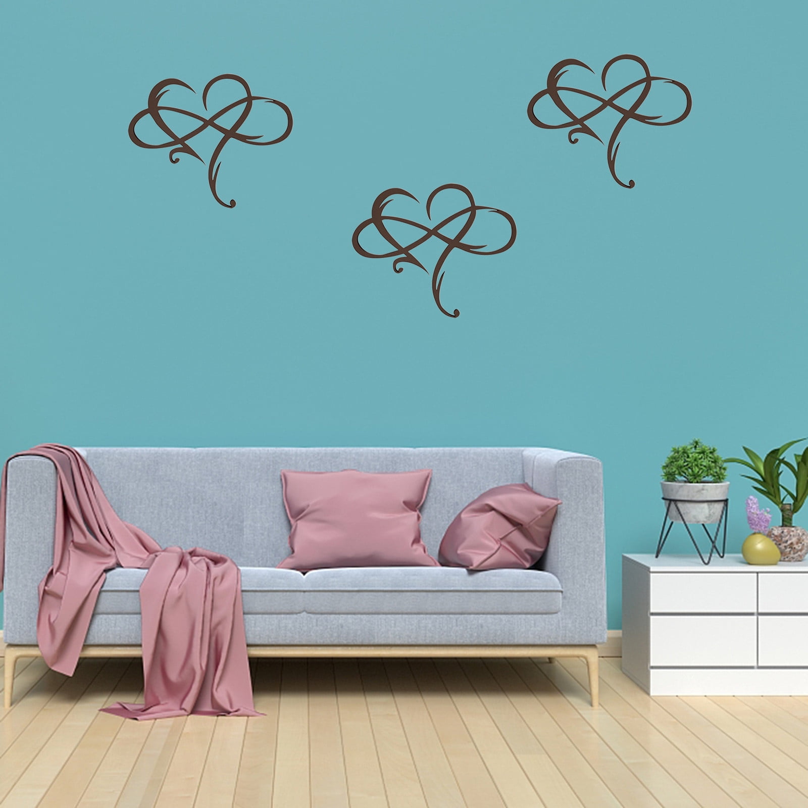 Vinyl Wall Sticker,Heart Stickers Romantic Removable Infinite heart ...
