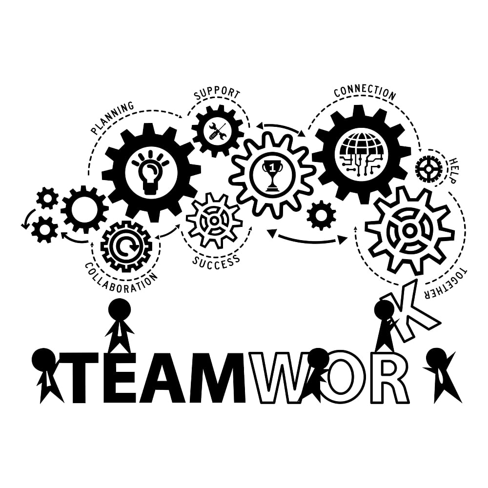 Vinyl Wall Sticker Teamwork Wall Decal Gear Pattern Inspirational Words ...