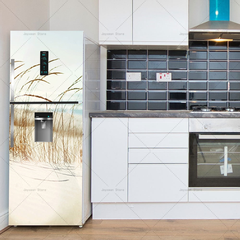 Vinyl Waterproof Refrigerator Stickers Seaside Scenery Kitchen Stickers ...
