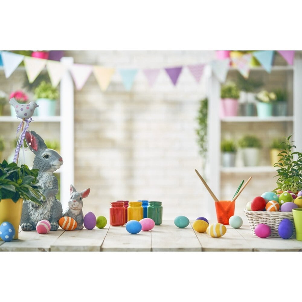 Vinyl Wood Pland Spring Easter Eggs Window Flage Photography Backdrops ...