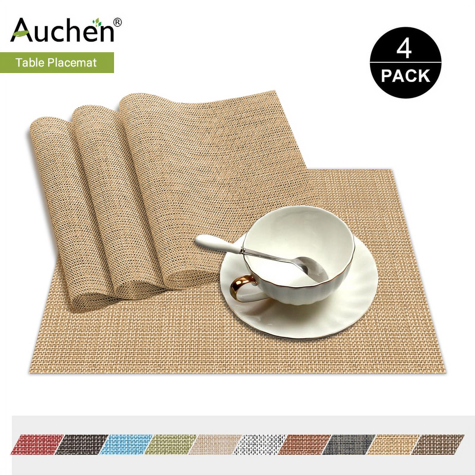 Vinyl PVC Woven Placemats Set of 4, Non-Slip, Heat-Resistant, Washable ...