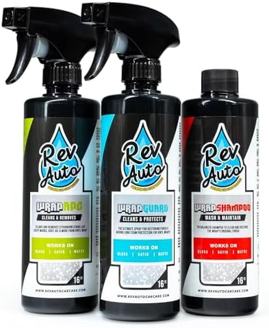 Vinyl Wrap Cleaner Kit – 3-Item Set Includes Wrap Detailer, Shampoo ...