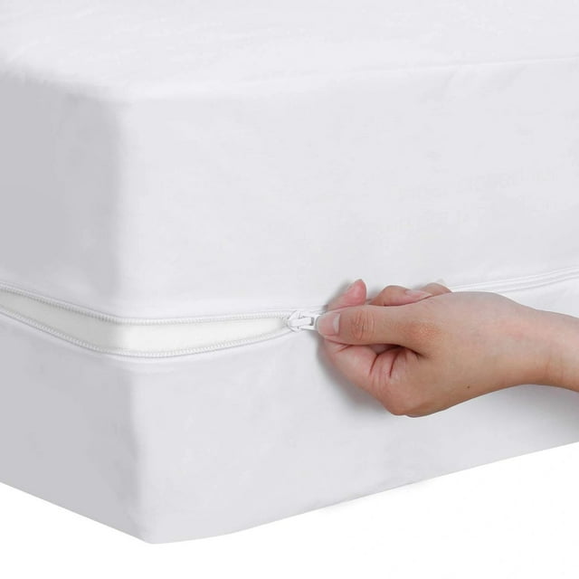 Vinyl Zippered Mattress Cover 100% Waterproof & Noiseless Up to 12 ...