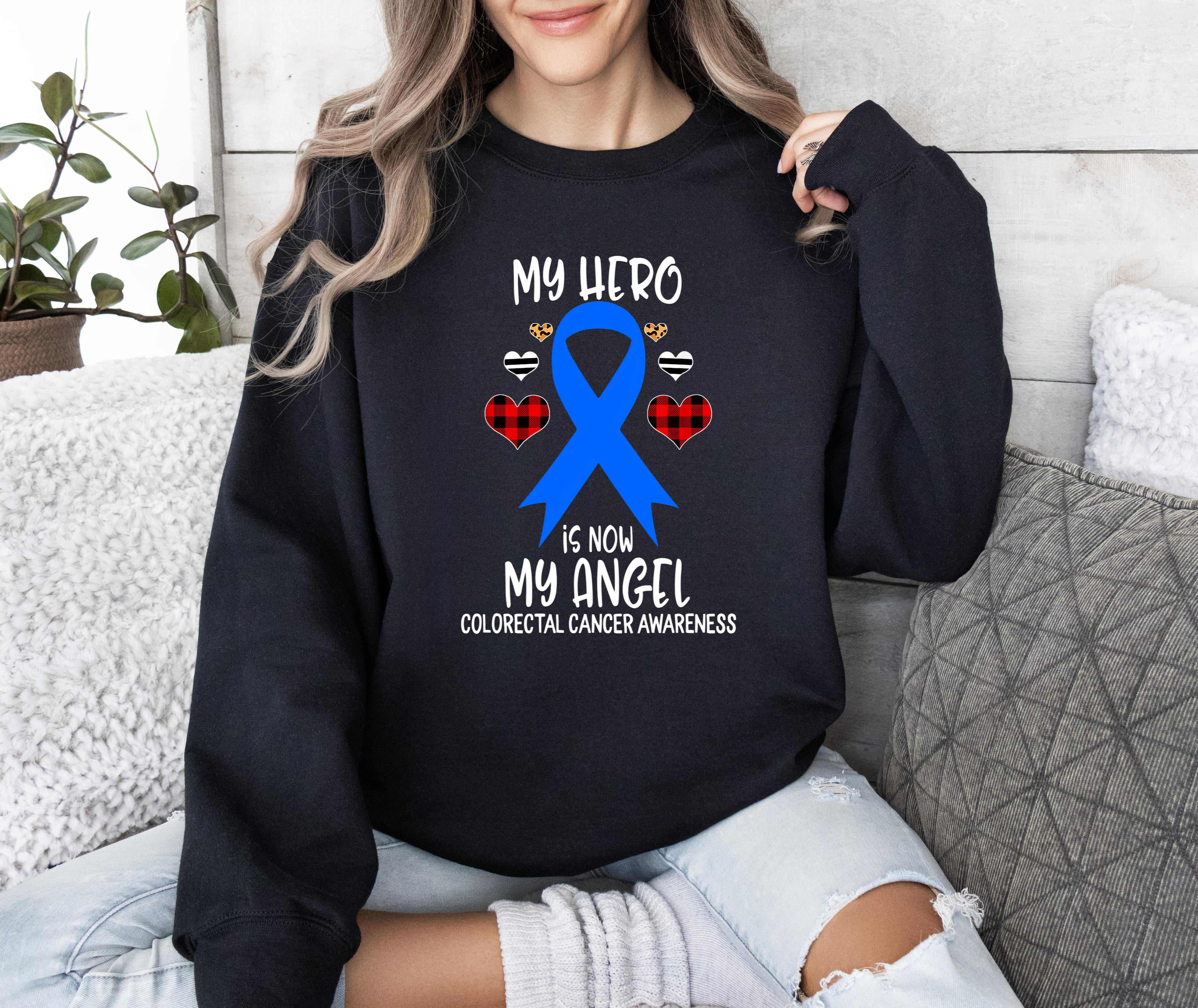 Vinyta Colorectal Cancer Awareness Remembrance T-Shirt, Hero Is Now My ...
