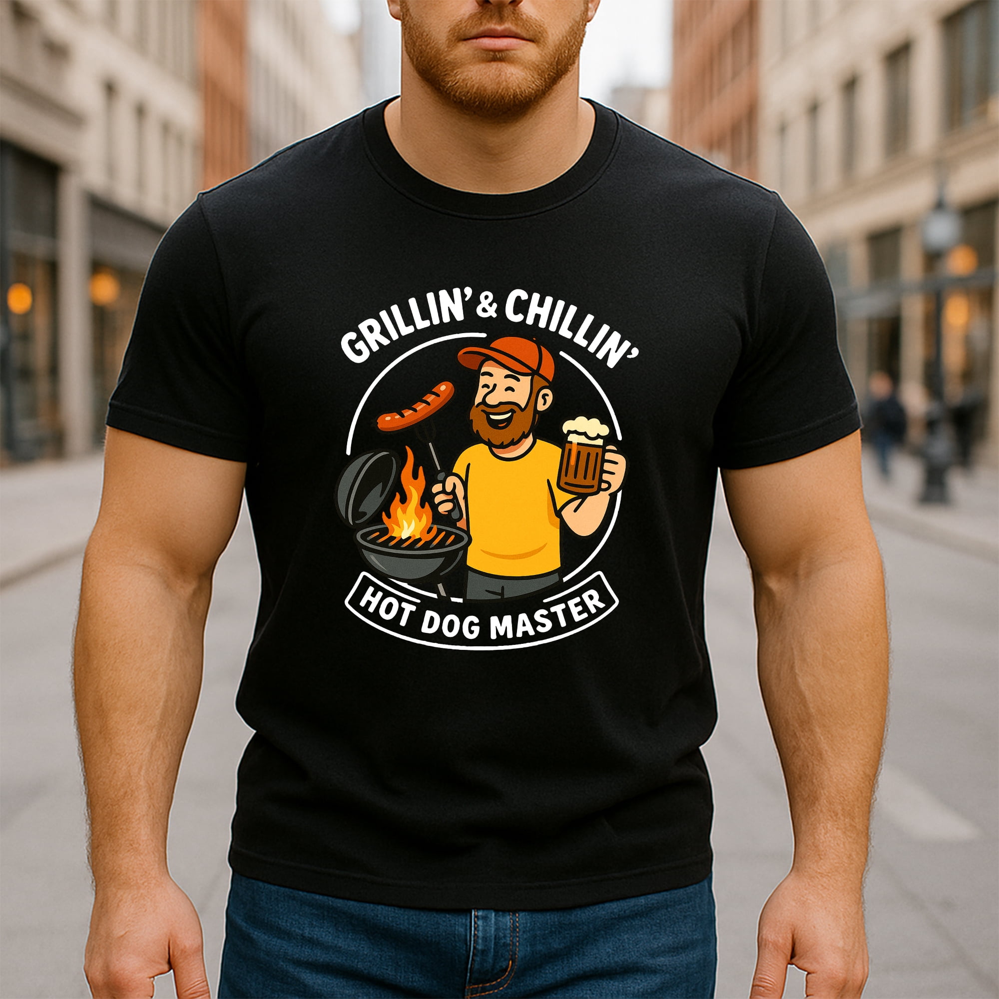 Vinyta Grillin’ and Chillin’ Shirt, Hot Dog Master BBQ Tee, Funny Dad Grill Shirt, Summer ...