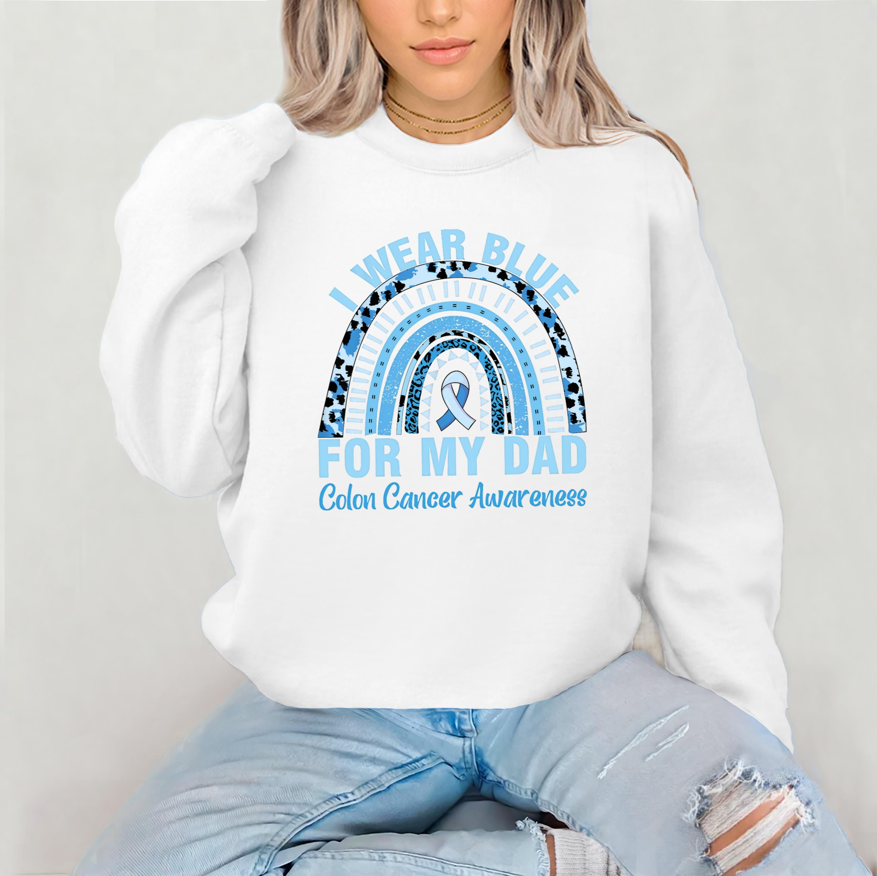 Vinyta I Wear Blue For My Dad T-Shirt, Colon Colorectal Cancer ...