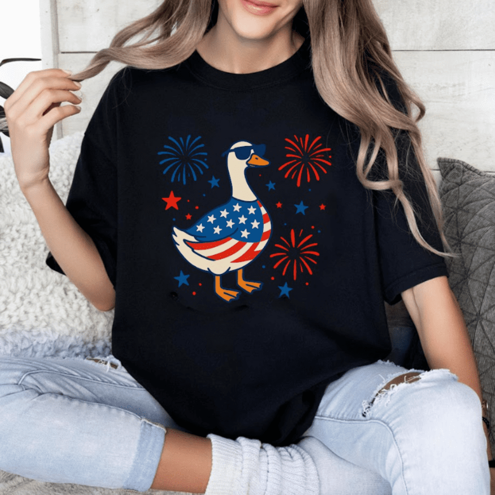 Vinyta Patriotic Duck 4th of July Shirt, American Flag Independence Day ...