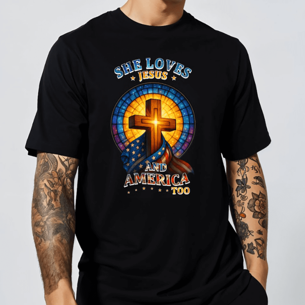 Vinyta Retro Christian Graphic, She Loves Jesus and America Too ...