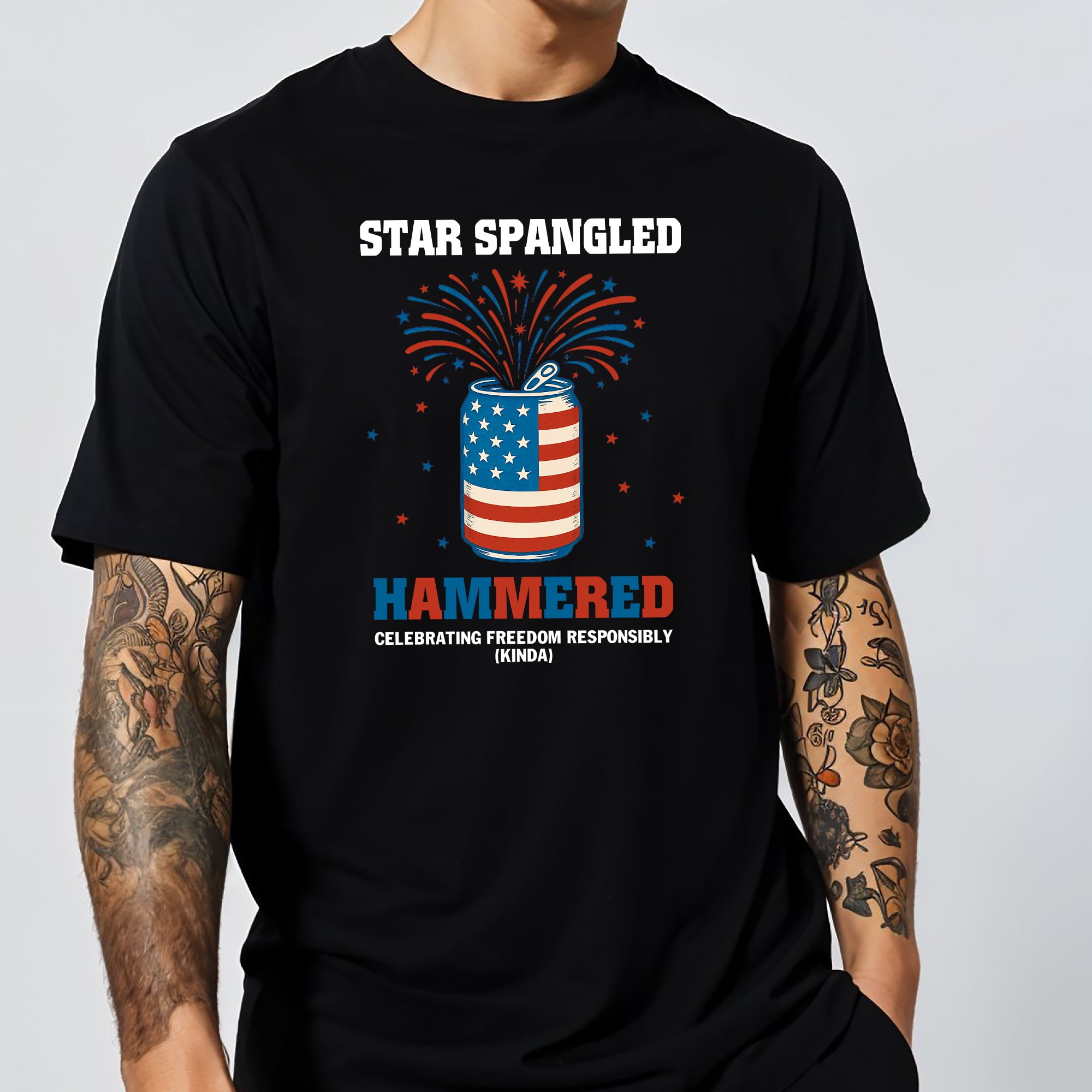 Vinyta Star Spangled Hammered Design, Funny Celebration Graphic, Retro ...