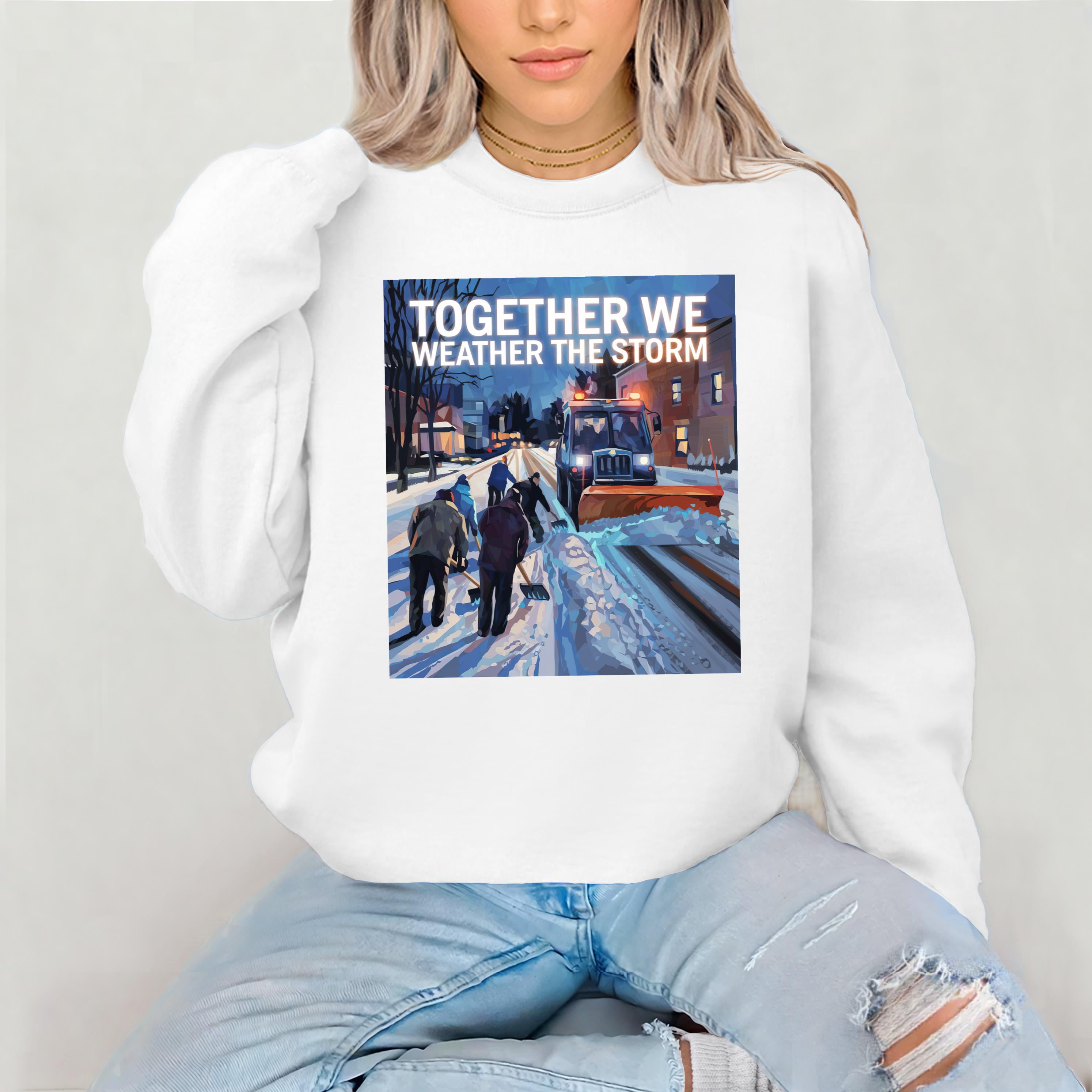 Vinyta Weather the Storm T-Shirt, Snow Shoveling Sweatshirt, Inspiring ...