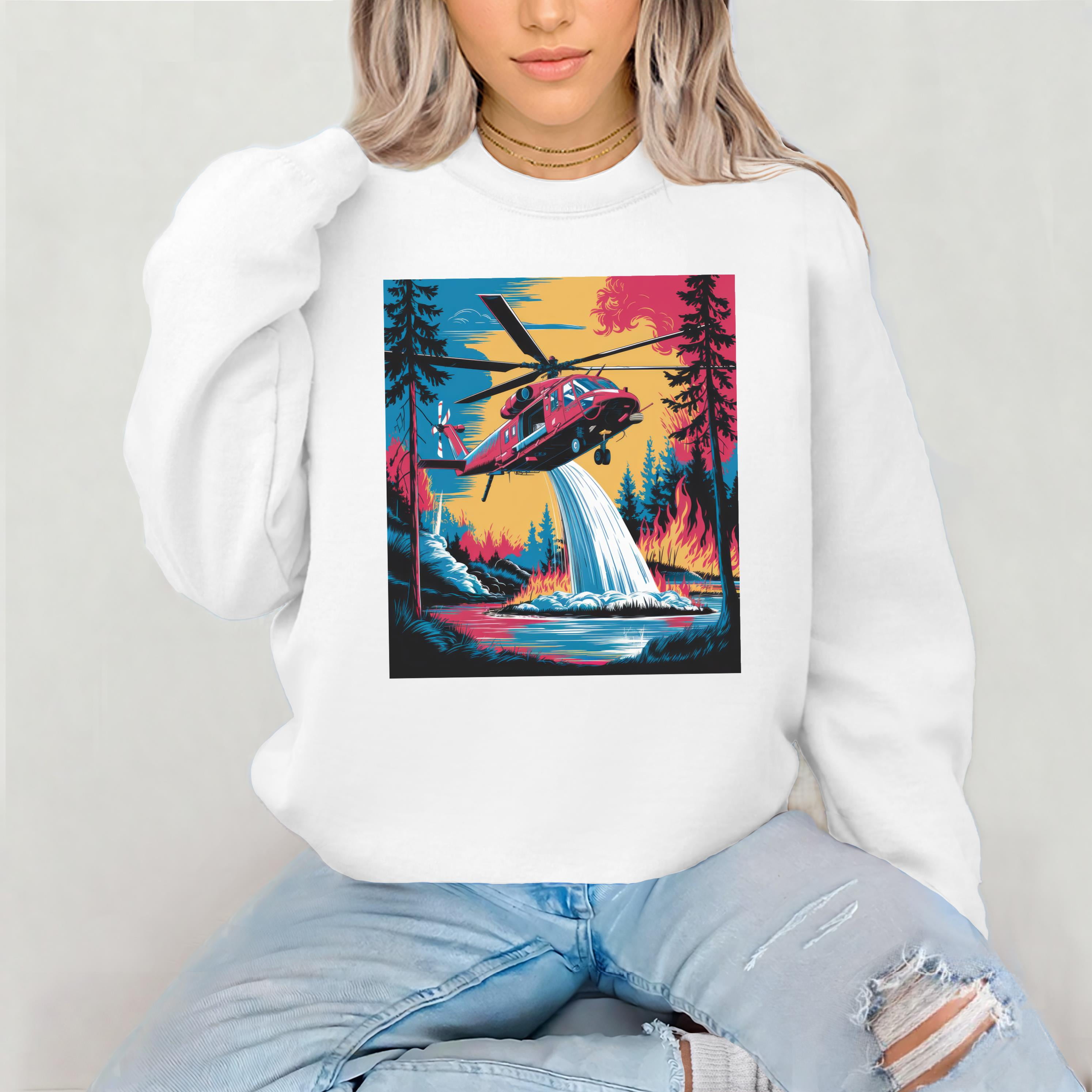 Vinyta Wildfire Helicopter Rescue T-Shirt, Wildfire Support Sweatshirt ...