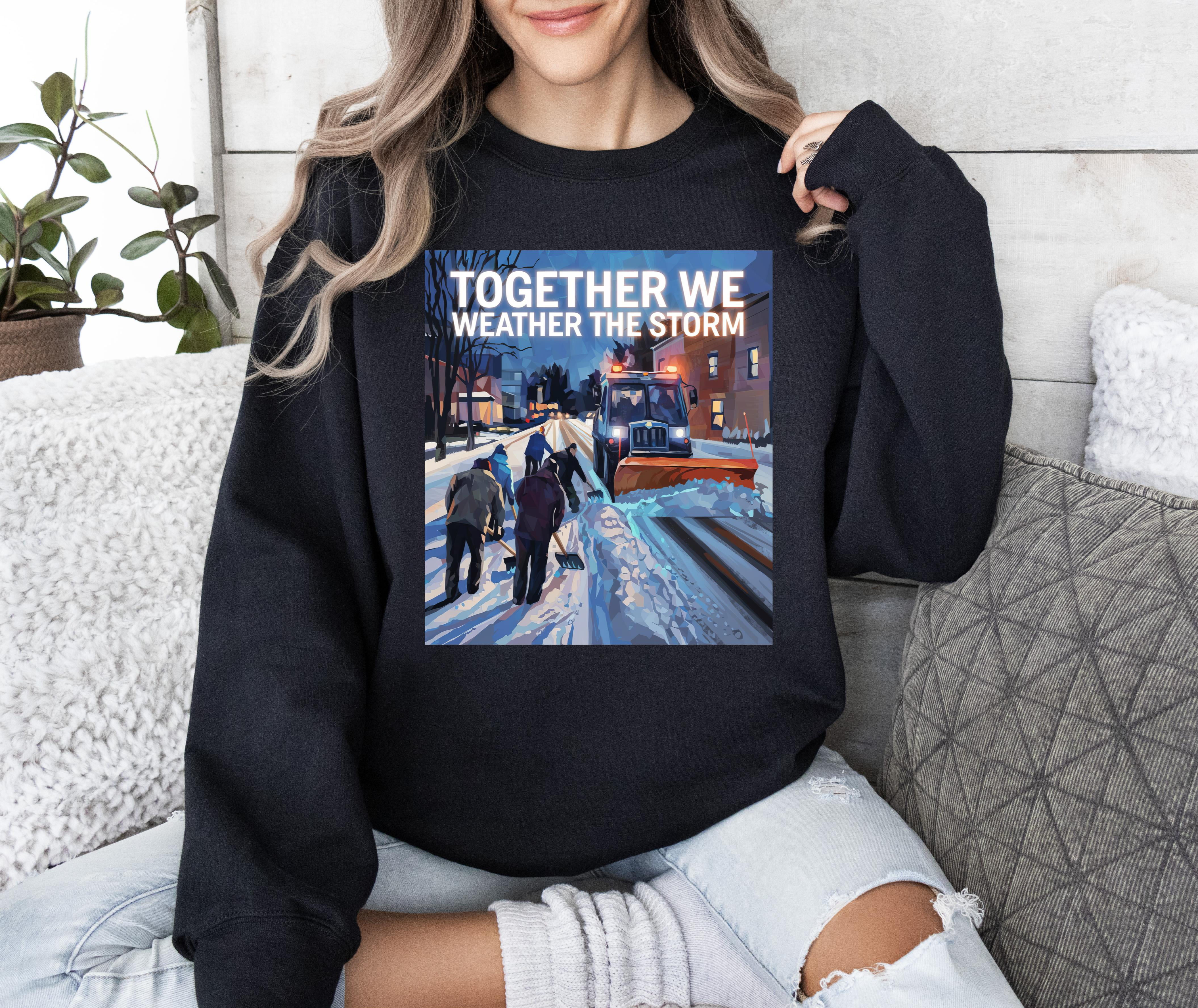 Vinyta Winter Community Spirit T-Shirt, Together We Weather the Storm ...