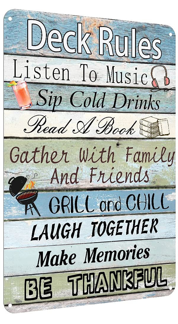 Viodenl Deck Rules Metal Tin Sign Cave Pool Bar Terrace House Wall ...