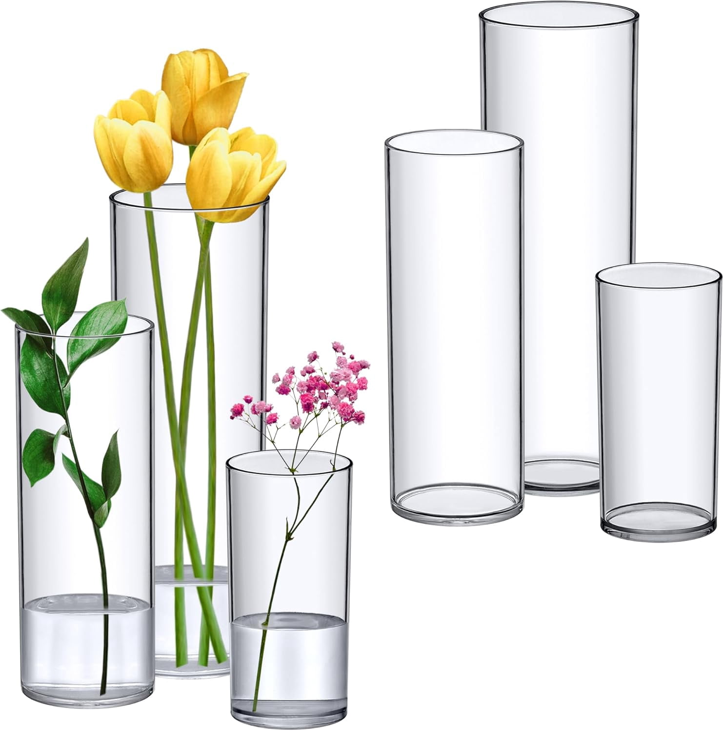 Viola Magra - Plastic Cylinder Vases (6-Piece Set), Acrylic Flower ...