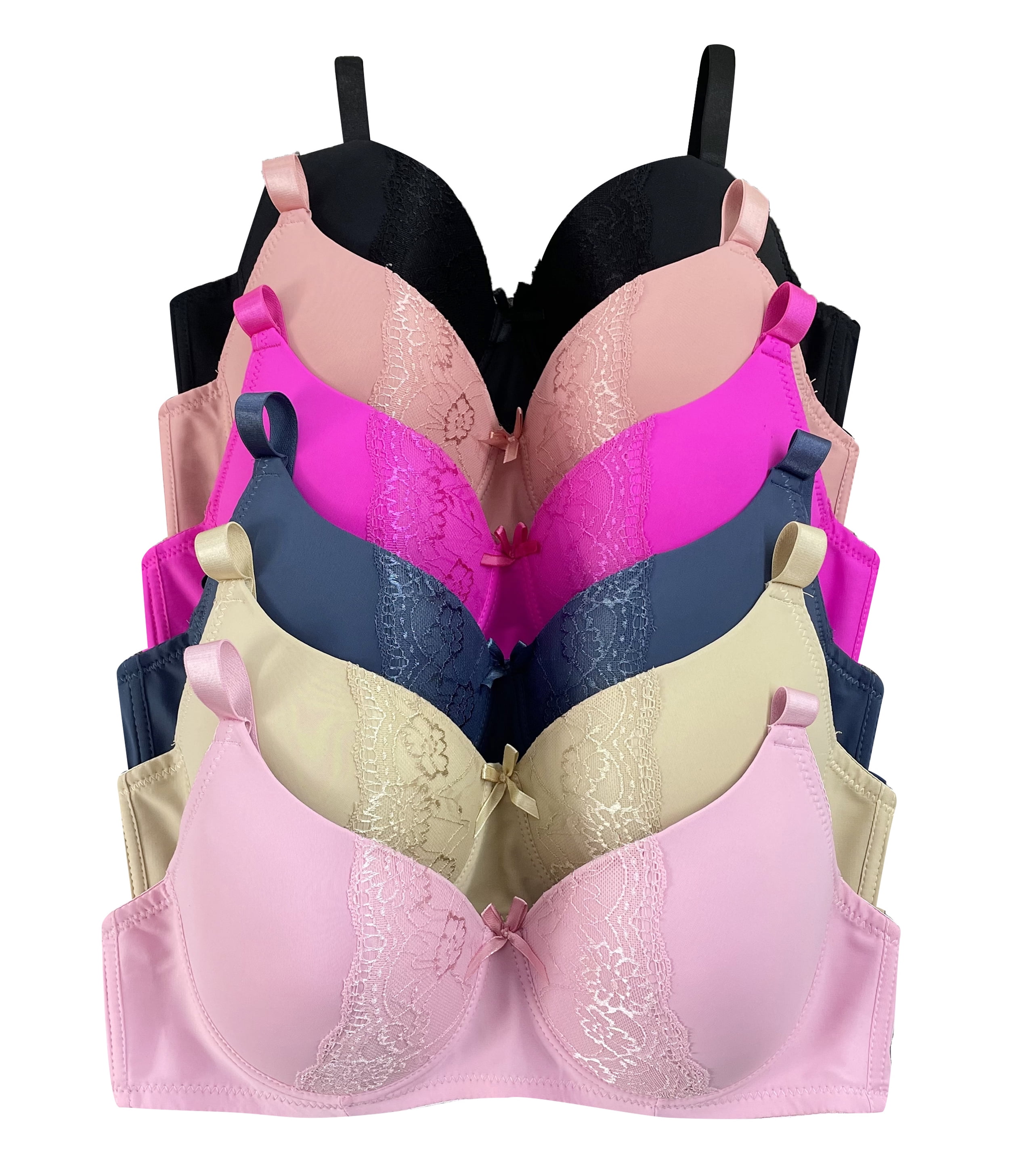 Viola Women Bras 6 Packs Lightly Padded Underwire Full Coverage Bra 36DD (X8235) - Walmart.com