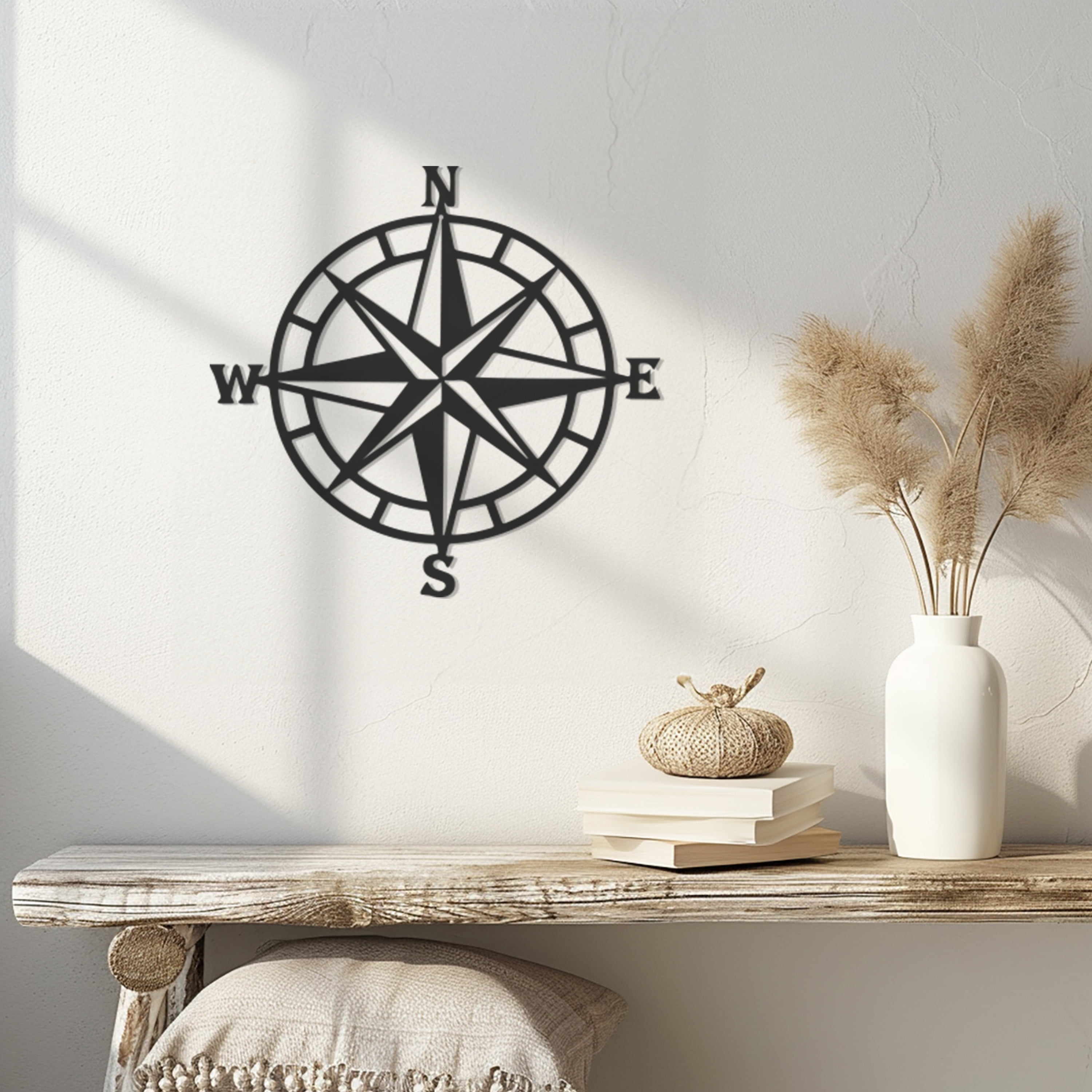 Violaura Compass Rose Metal Wall Art - Easy to Install Hanging Perfect ...