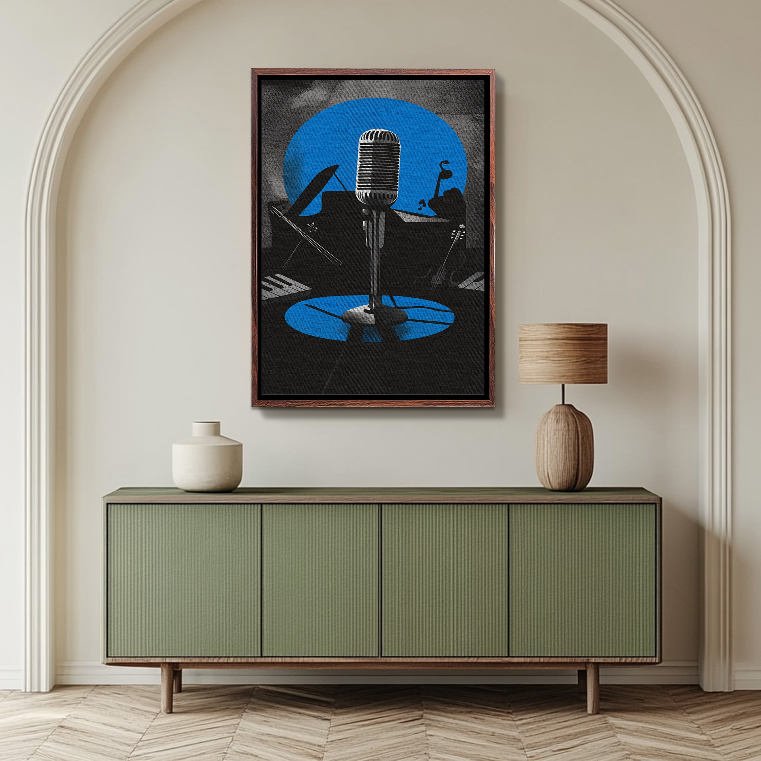 Violaura Microphone Canvas Wall Art - Easy to Hang, Perfect for Home and Living Room Decor (13.7 ...