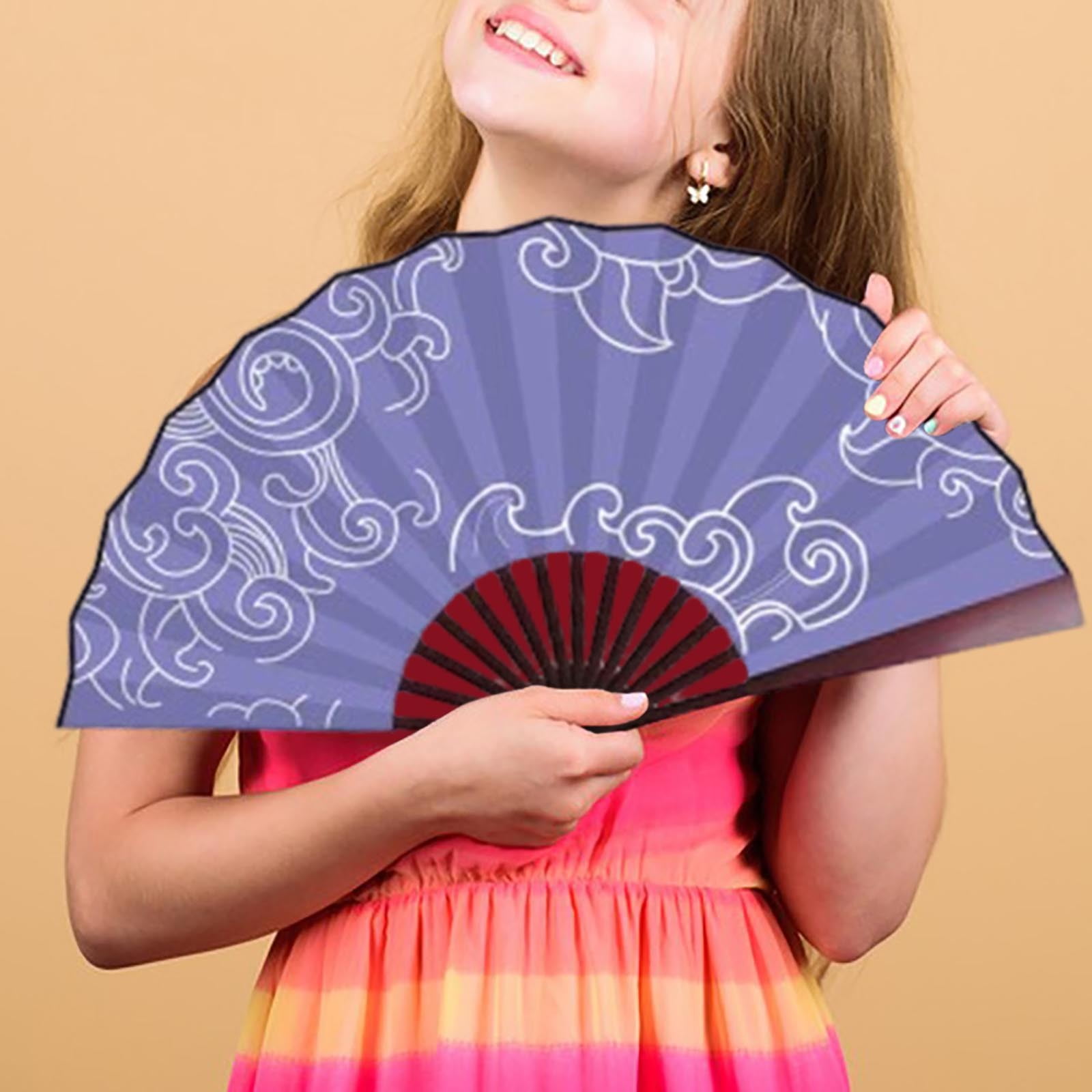 Violet 8 Inch Double Sided Bamboo Folding Fan, Silk Dance Practice ...