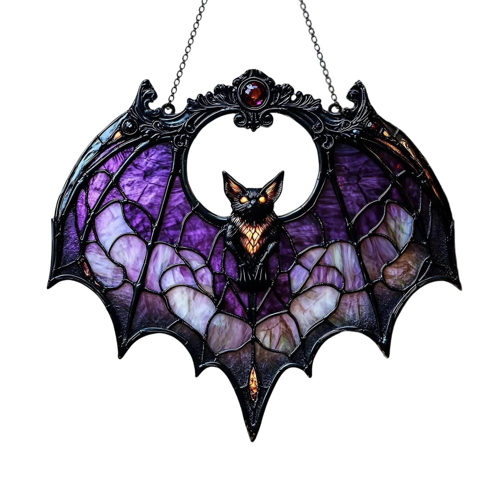 Violet Bat Shape Window Ornament - Laser-Cut Acrylic Panel with Colored ...