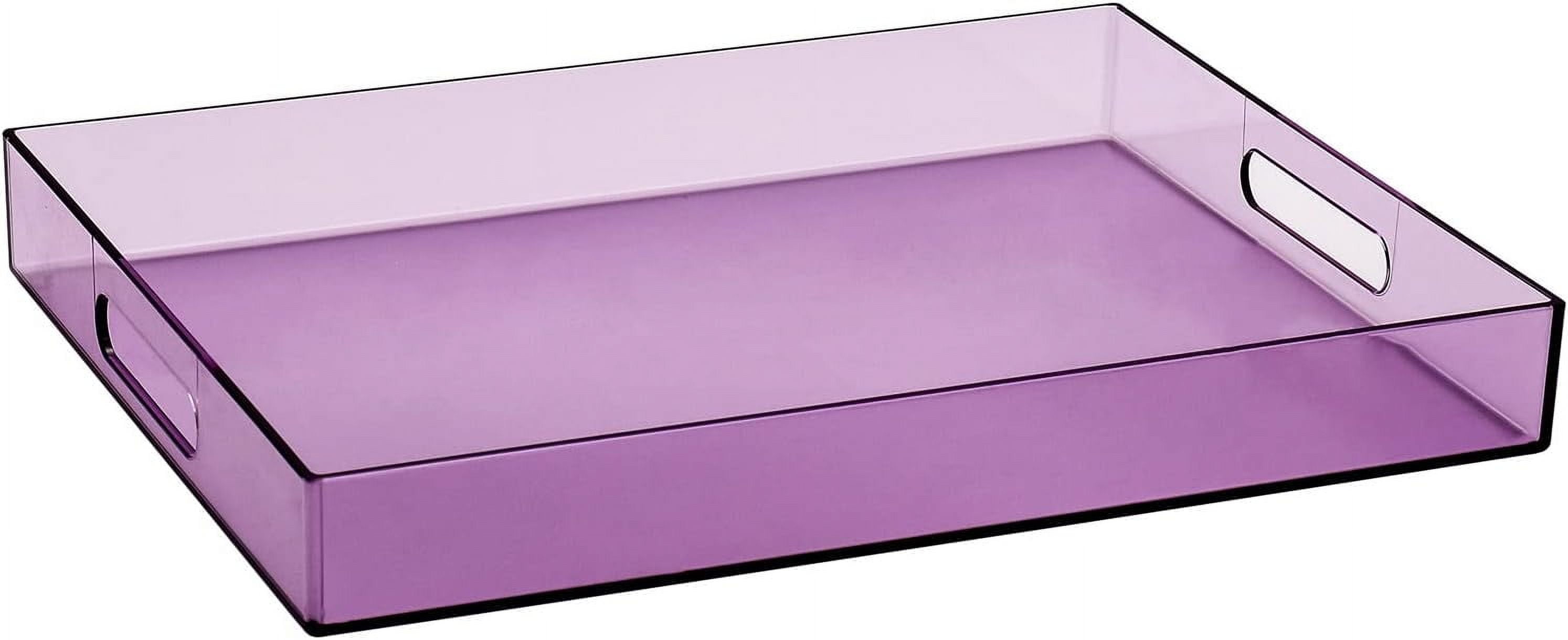 Violet Clear Acrylic Serving Tray with Handles,16" x 12" Decorative ...