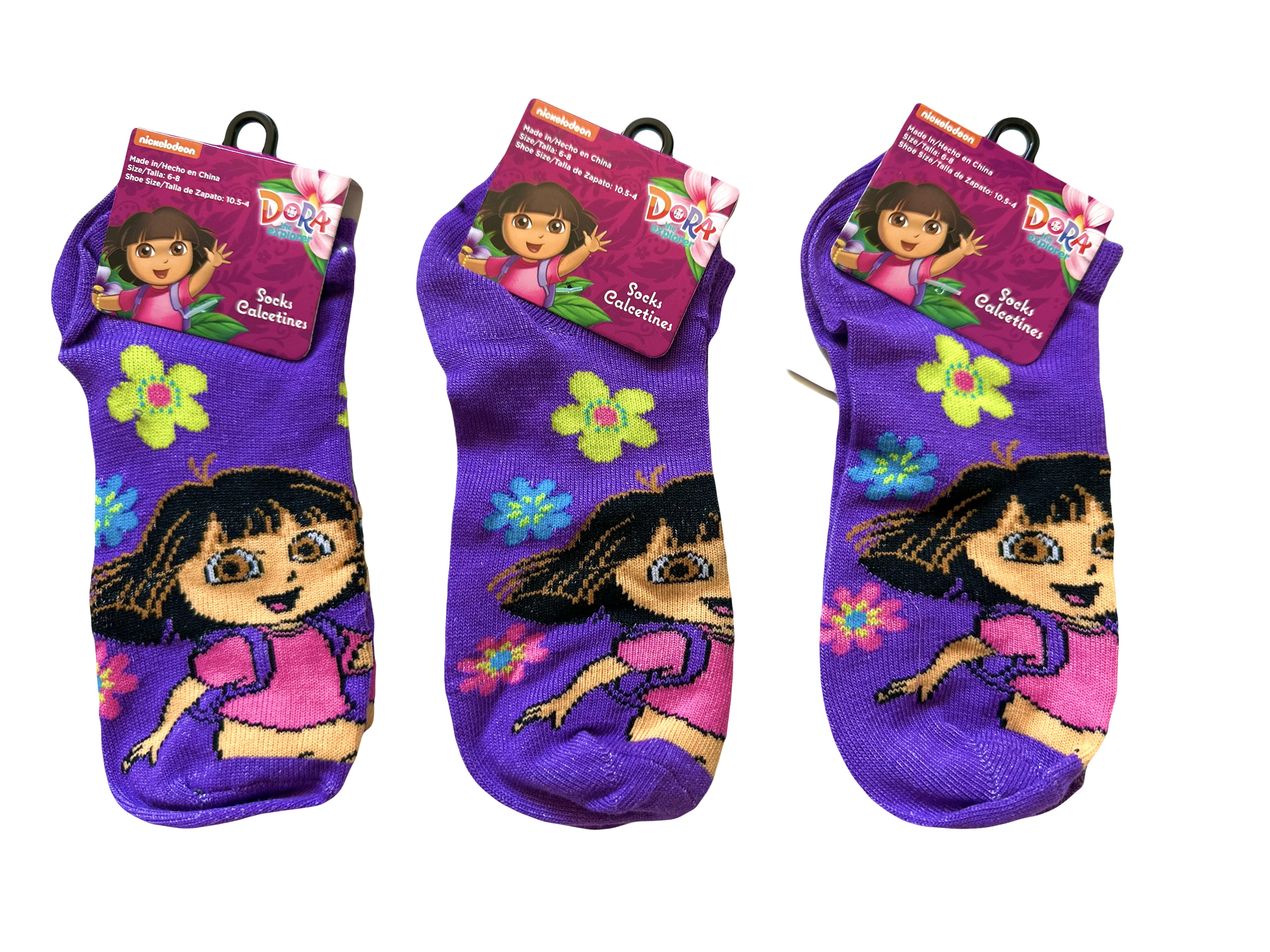 Violet Colored Kids Floral Socks (Size 6-8, 2 Pairs) - Walmart.com