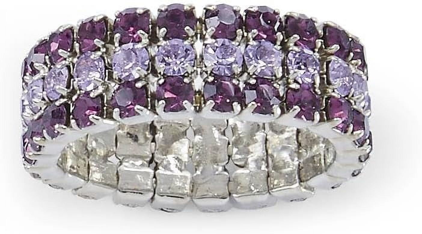 Violet Crystal Stretch Ring, Sparkling Rhinestone Fashion Jewelry for ...