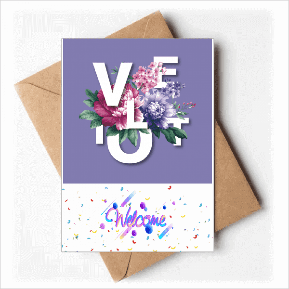 Violet Flowers Bloong Letters Welcome Back Greeting Cards Envelopes ...