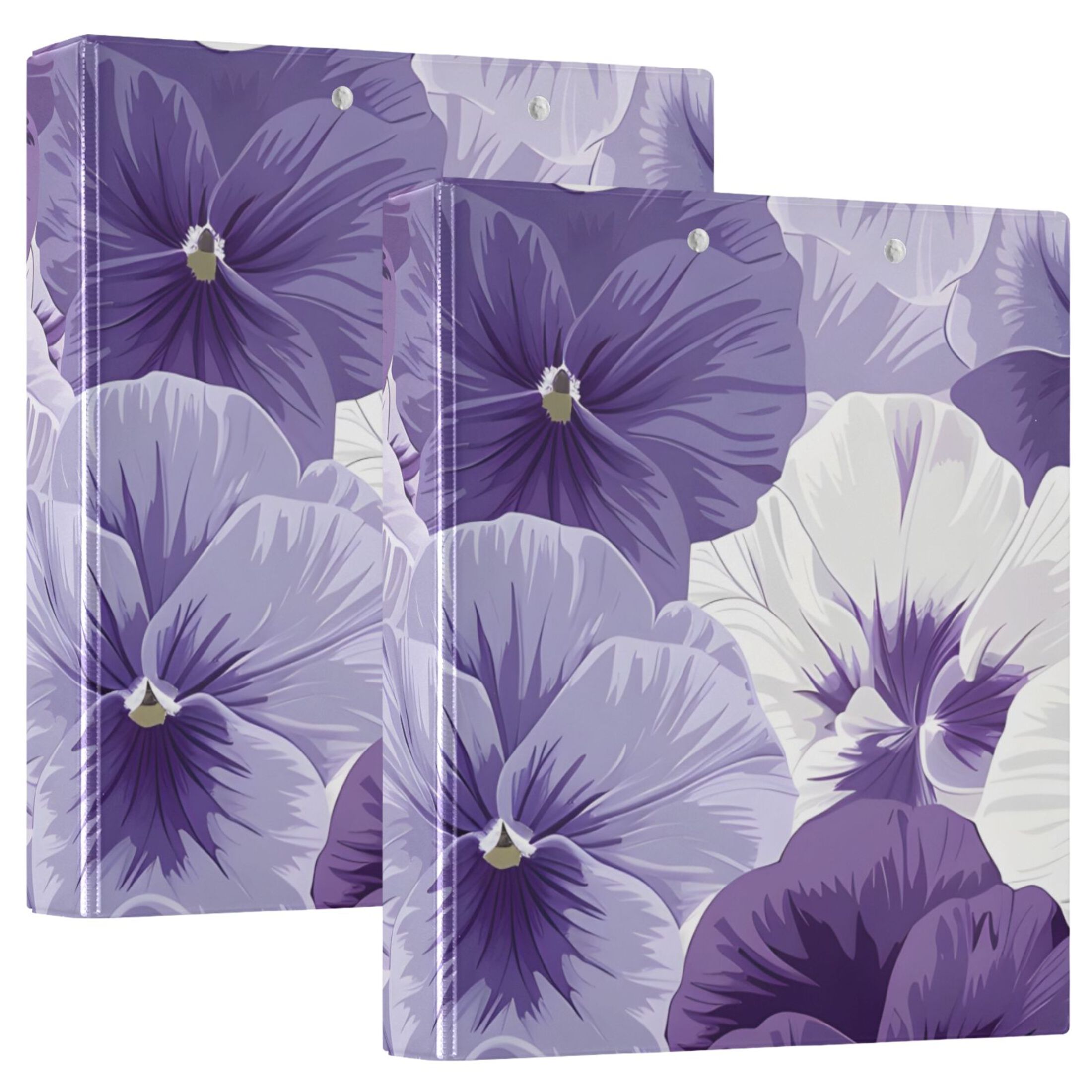 Violet Flowers Hardcover 3 Ring Binder 1.5 inch Round Rings with ...