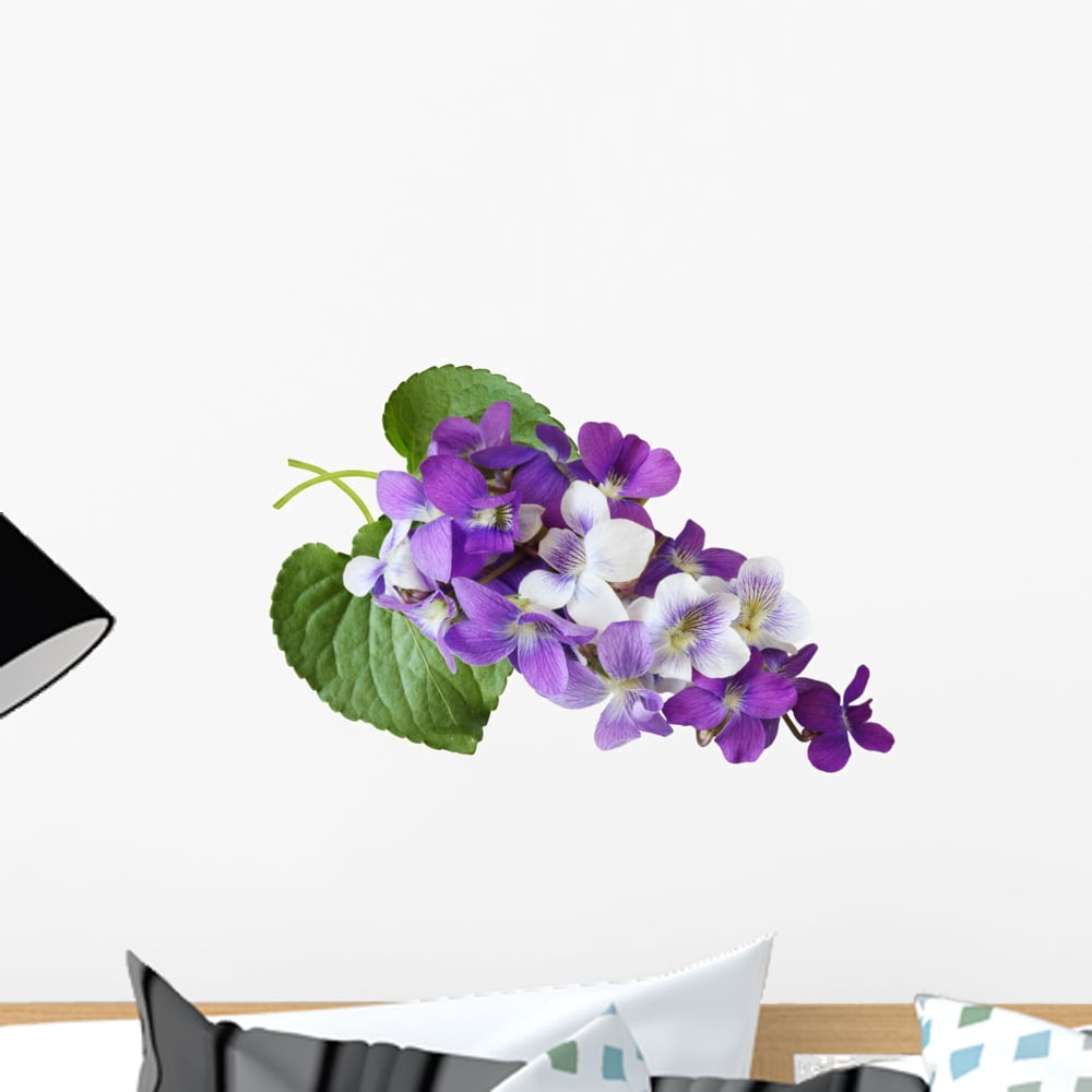 Violet Flowers Wall Decal by Wallmonkeys Peel and Stick Graphic (18 in ...