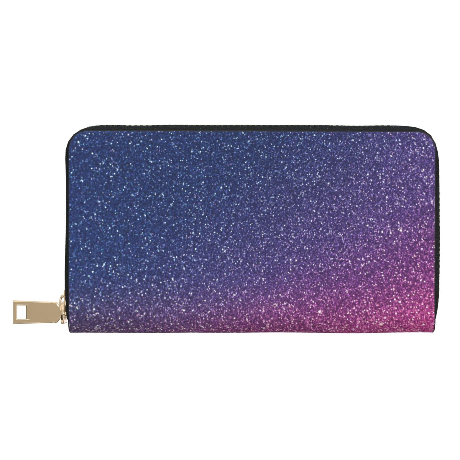 Violet Glitter Wallet Women, Leather Bifold Multi Card Wallet, Women's ...