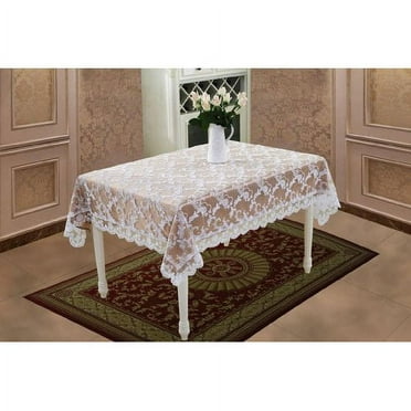 Elegant Velvet Lace Sheer Floral Deluxe Design Tablecloths - Taupe, 70 ...