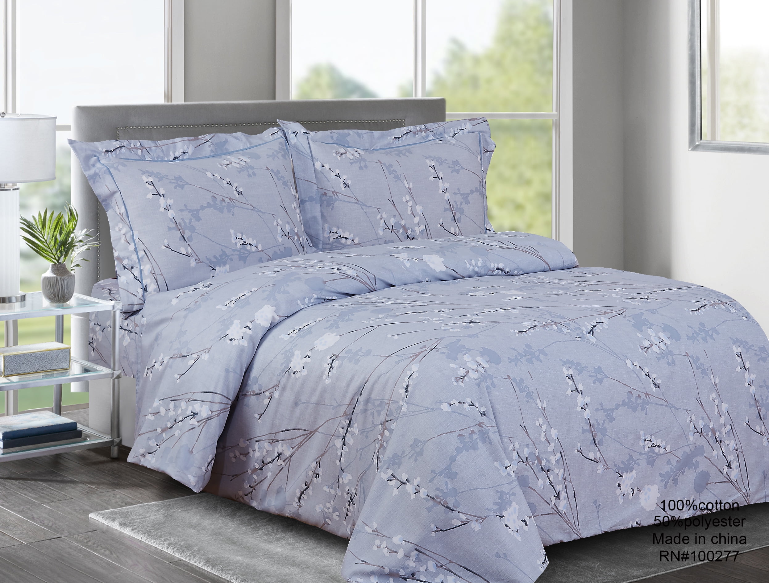 Violet Linen French Spring Bloom Pattern, Luxury Ultra Soft 200 Thread ...