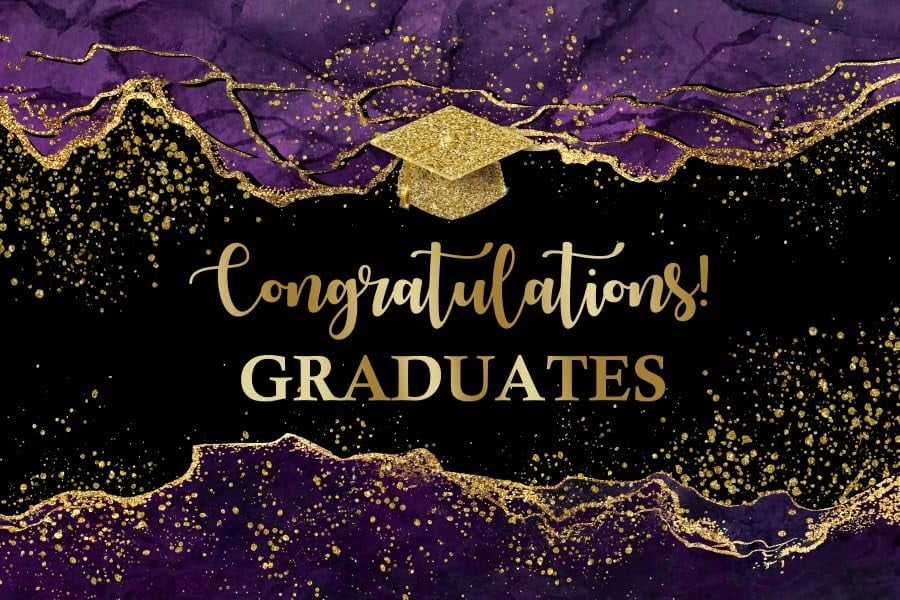 Violet Marble Graduation Backdrop for Photography Black and Gold ...