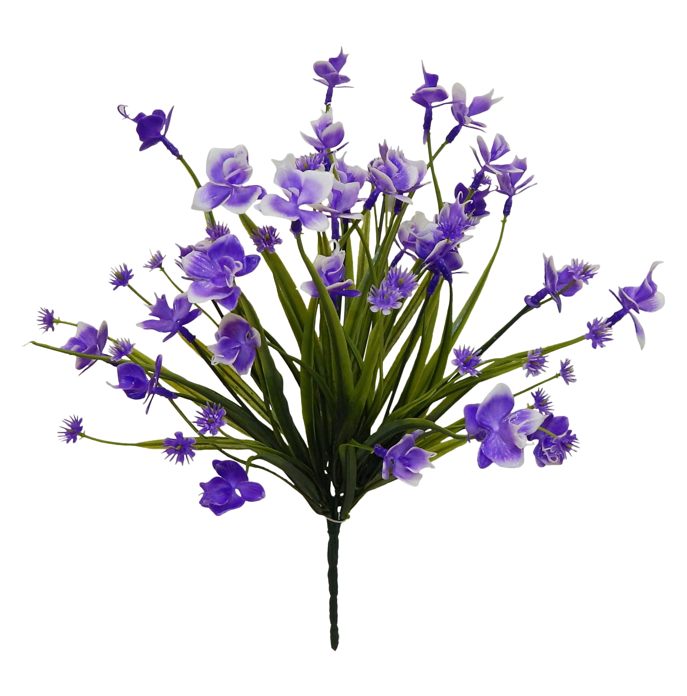 Violet Mini Orchids in Grass 14in Artificial Polysilk Faux Fake Flower ...