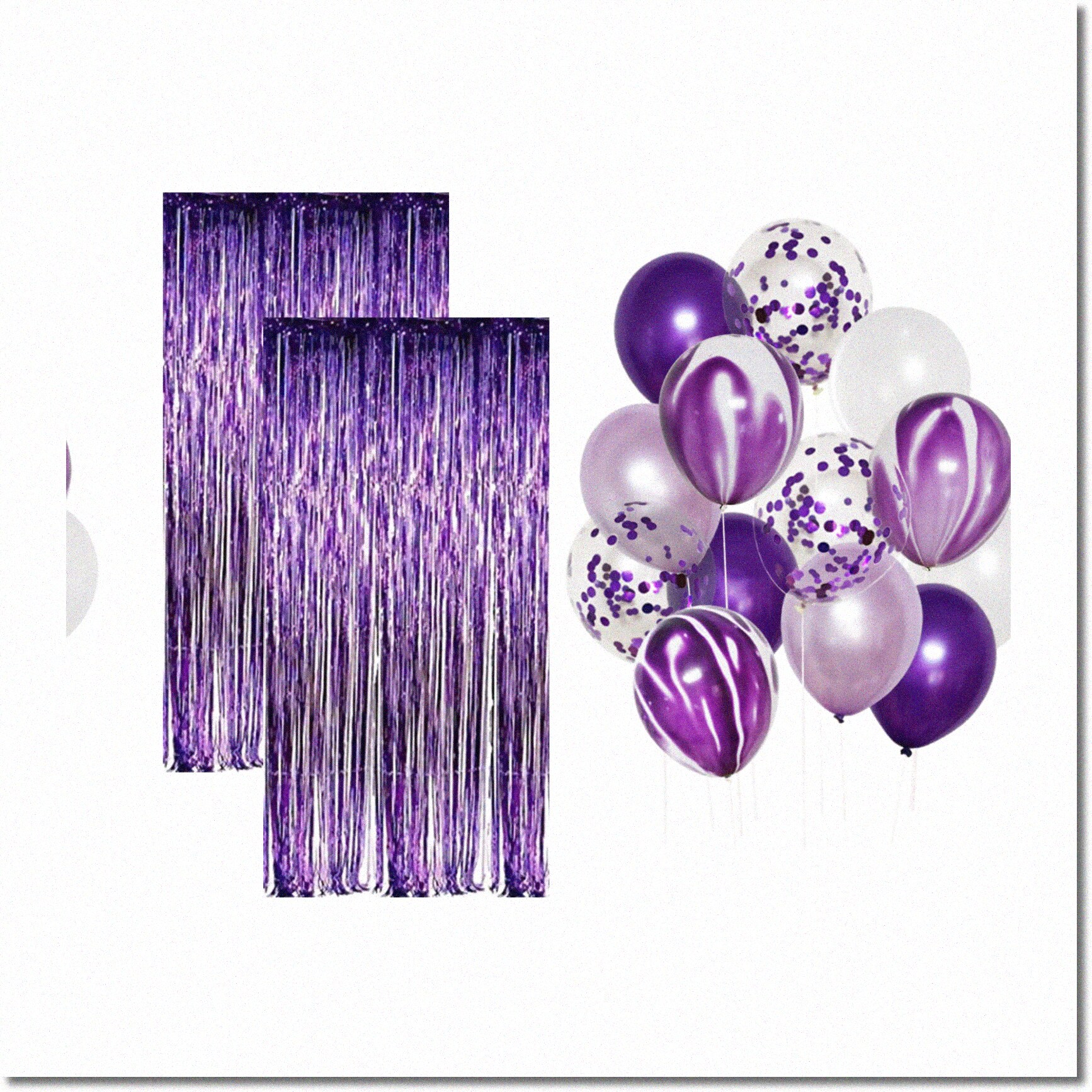 Violet Verve Party Pack: Fringe Curtain, Balloons, and Graduation ...