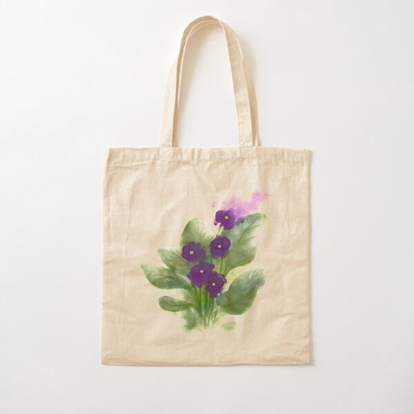 African Violets | Watercolour Floral Illustration Cotton Tote Bag ...