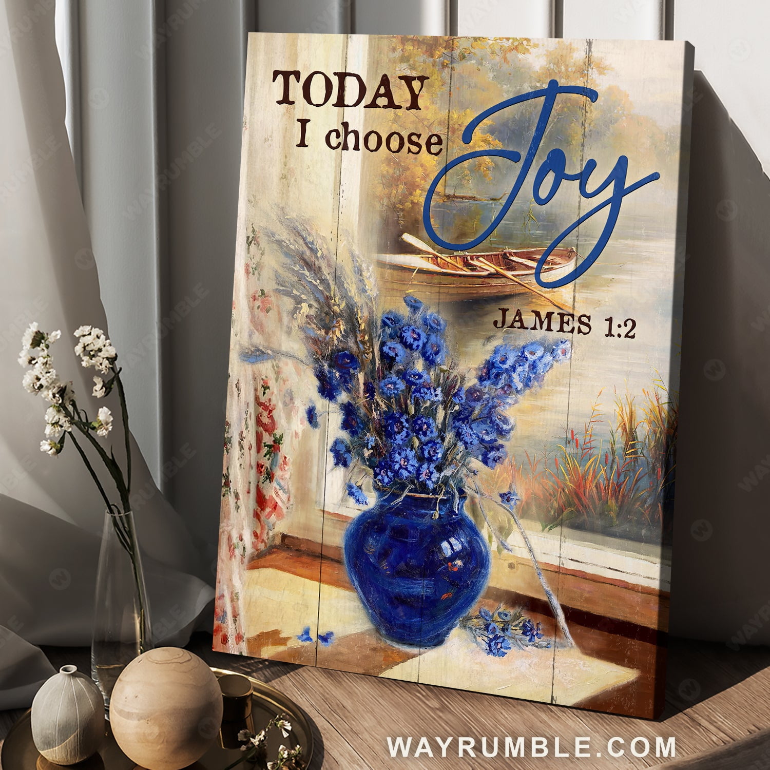 Violet vase, Lavender drawing, Wooden boat, Today I choose joy - Jesus ...