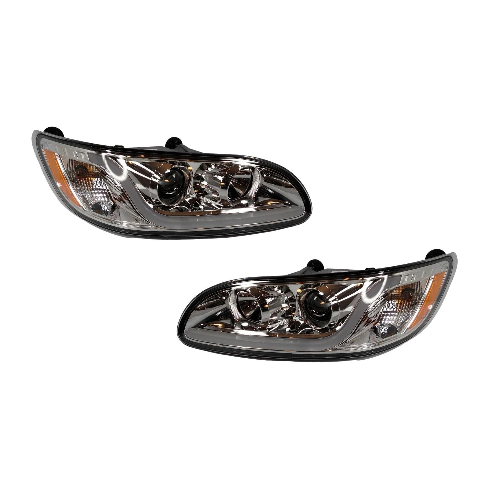 VioletLisa Pair Chrome Projection Headlights Dual Function Light Bar ...