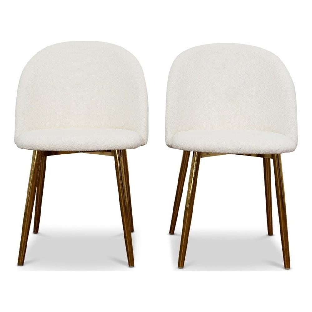 Violeta Cream Boucle Fabric with Gold Metal Leg Cute Kitchen Chair Set ...