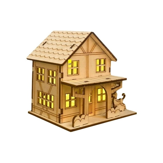 Violete Light-Up Wooden Christmas Village House Kit | DIY Paintable ...