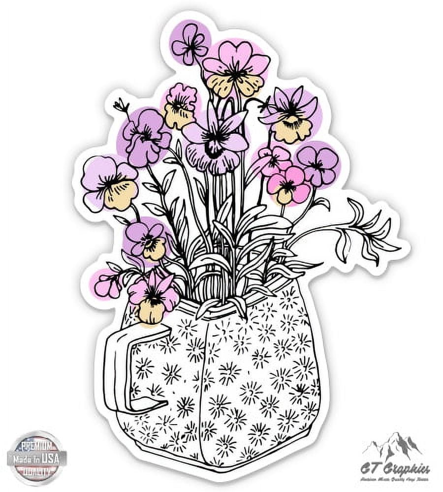 Violets in a Jar Cute - 5" Vinyl Sticker - For Car Laptop I-Pad ...